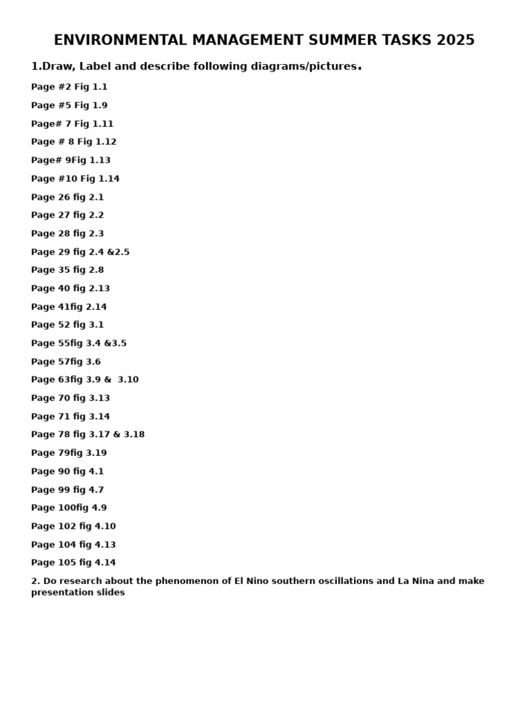 Environmental Management Summer Tasks 2025 | PDF