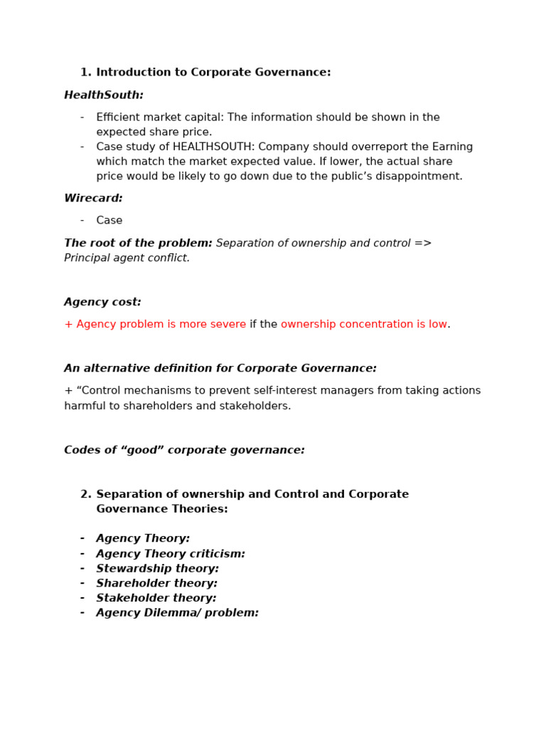 Introduction To Corporate Governance | PDF