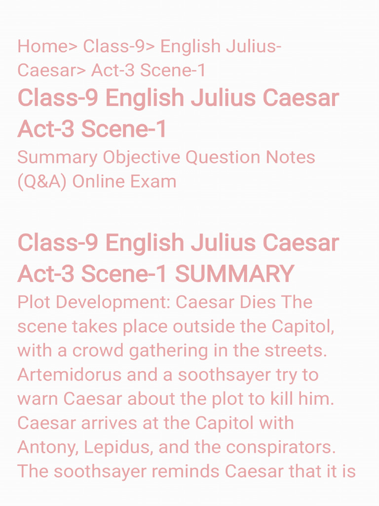 Julius Caesar Act-3 SCN 1 Qs Answers | PDF