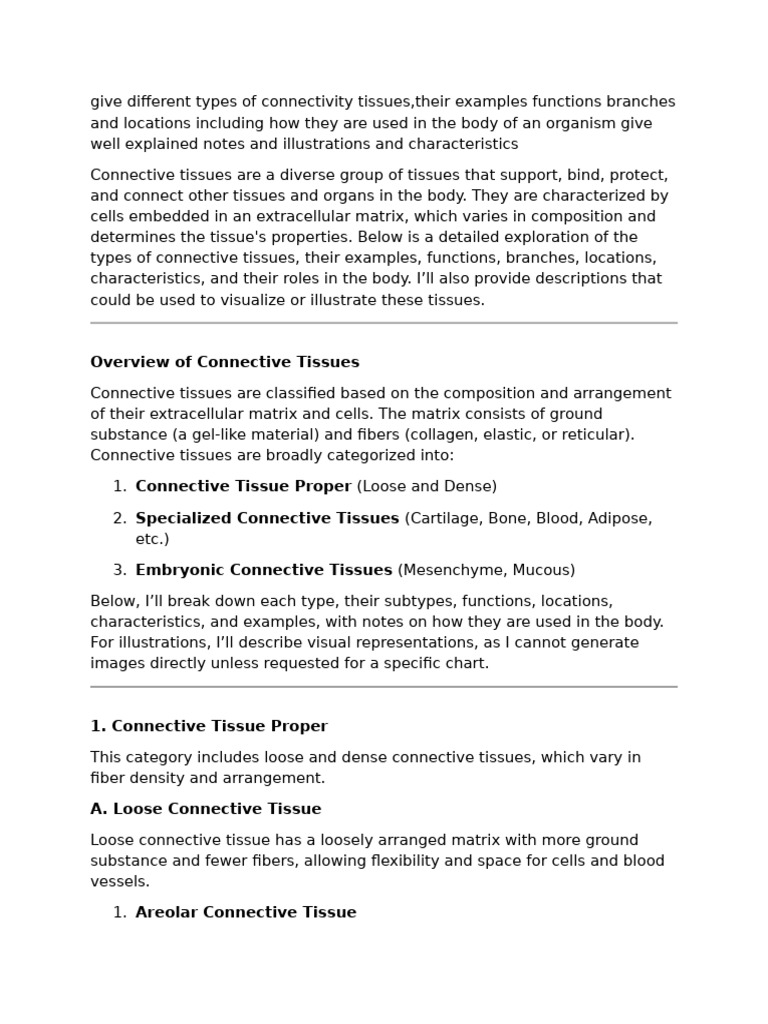 Give Different Types of Connectivity Tissues | PDF | Connective Tissue ...