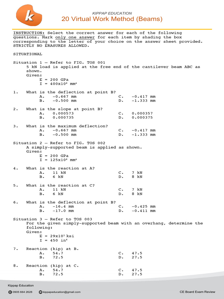 Virtual Work Method for Beams Exam | PDF | Chess Theory | Chess