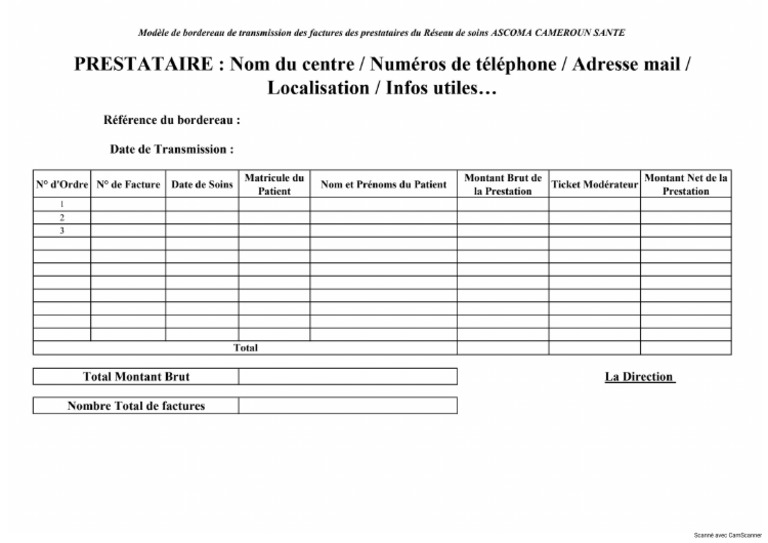 Modèle de Bordereau | PDF