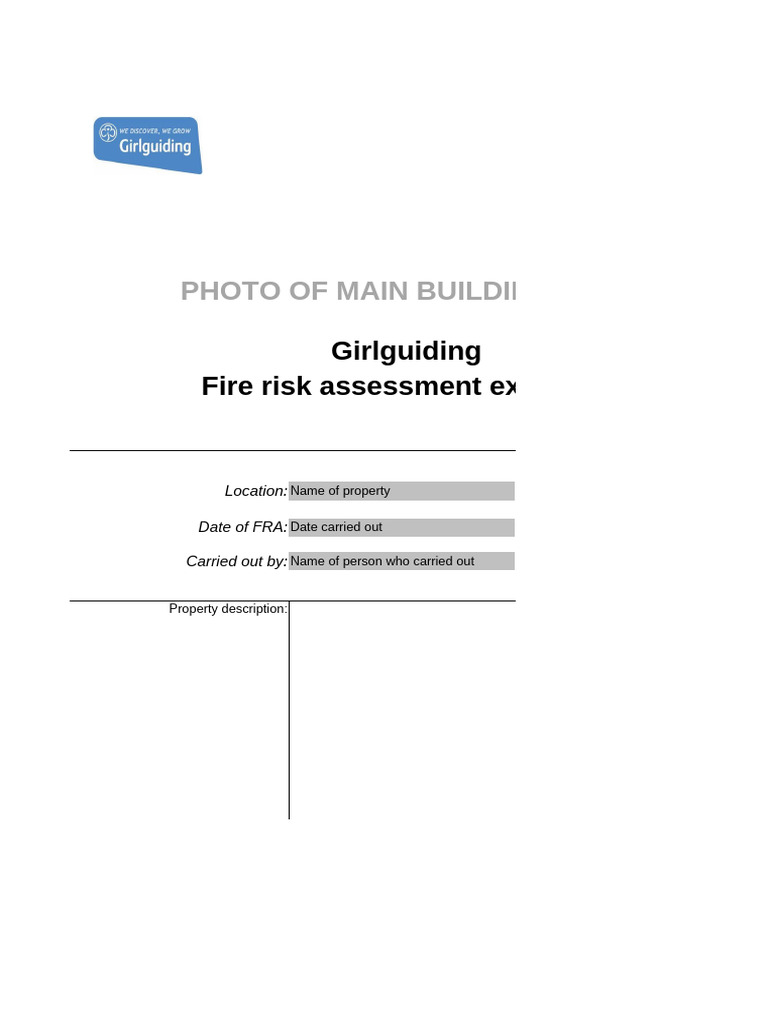 Girlguiding Fire Risk Assessment Template | PDF | Duct (Flow) | Fires