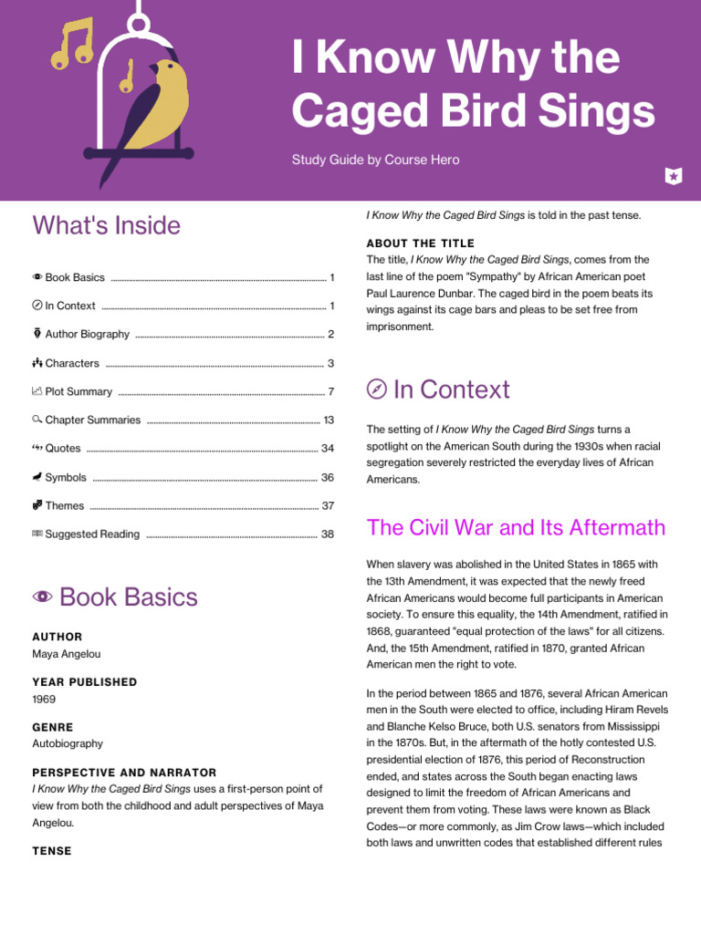 I Know Why the Caged Bird Sings Study Guide | PDF | Maya Angelou