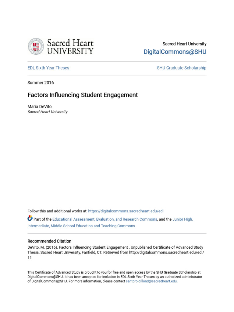 Factors Influencing Student Engagement | PDF | Methodology | Learning