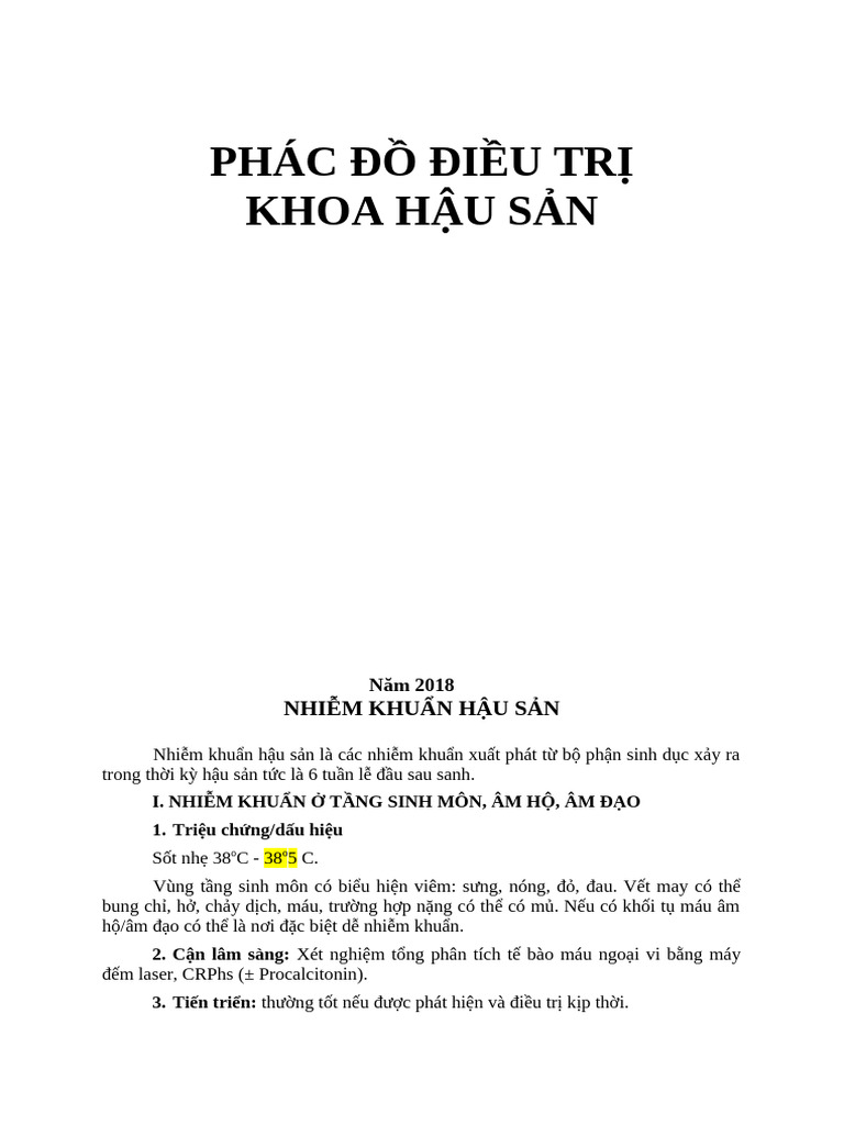 Phác Đồ Khoa Hậu Sản | PDF