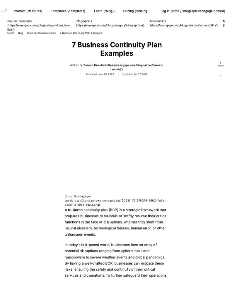 7 Business Continuity Plan Examples - Venngage | PDF | Computer ...