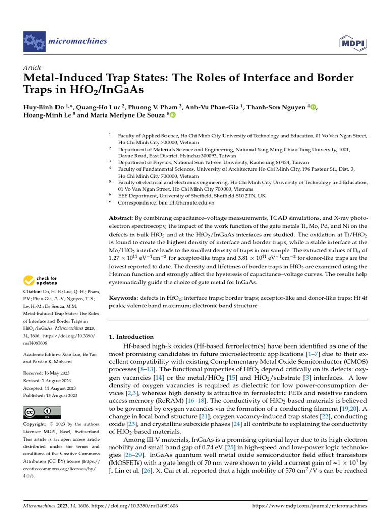 Metal-Induced Trap States The Roles of Interface and Border Traps in ...