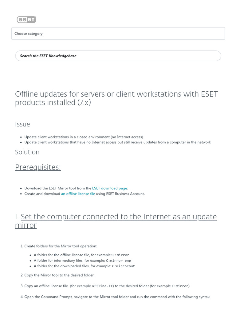 Offline Updates For Servers or Client Workstations With ESET Products ...