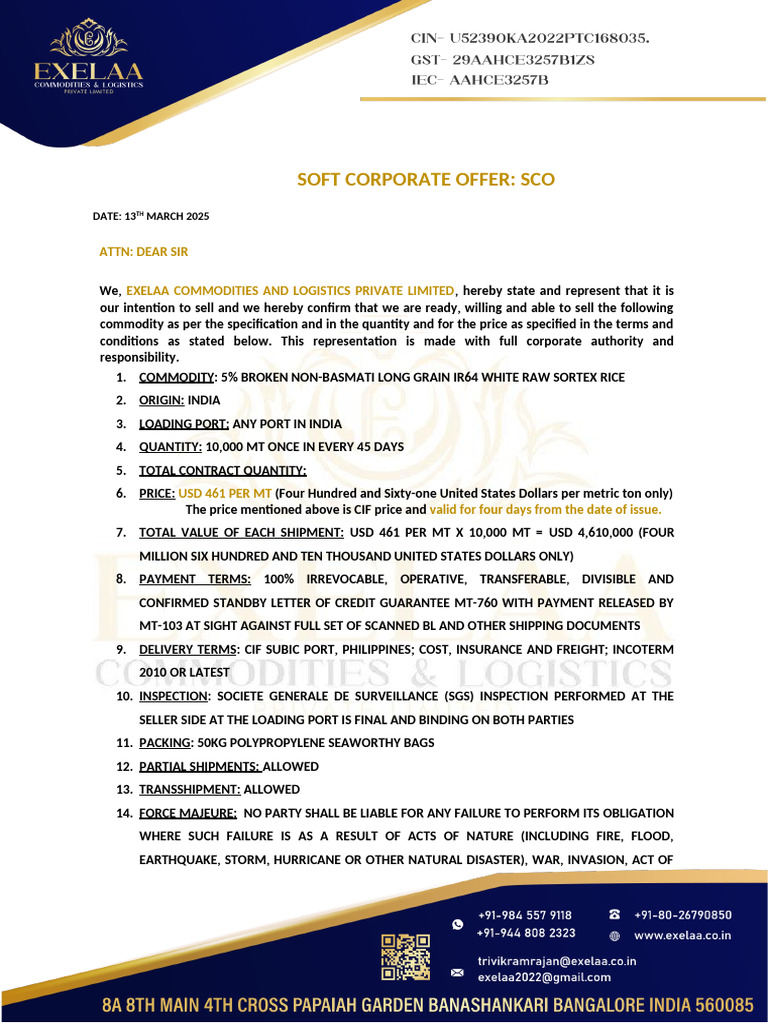 Exelaa-E Raw Rice Sco Subic Port | PDF | Receipt