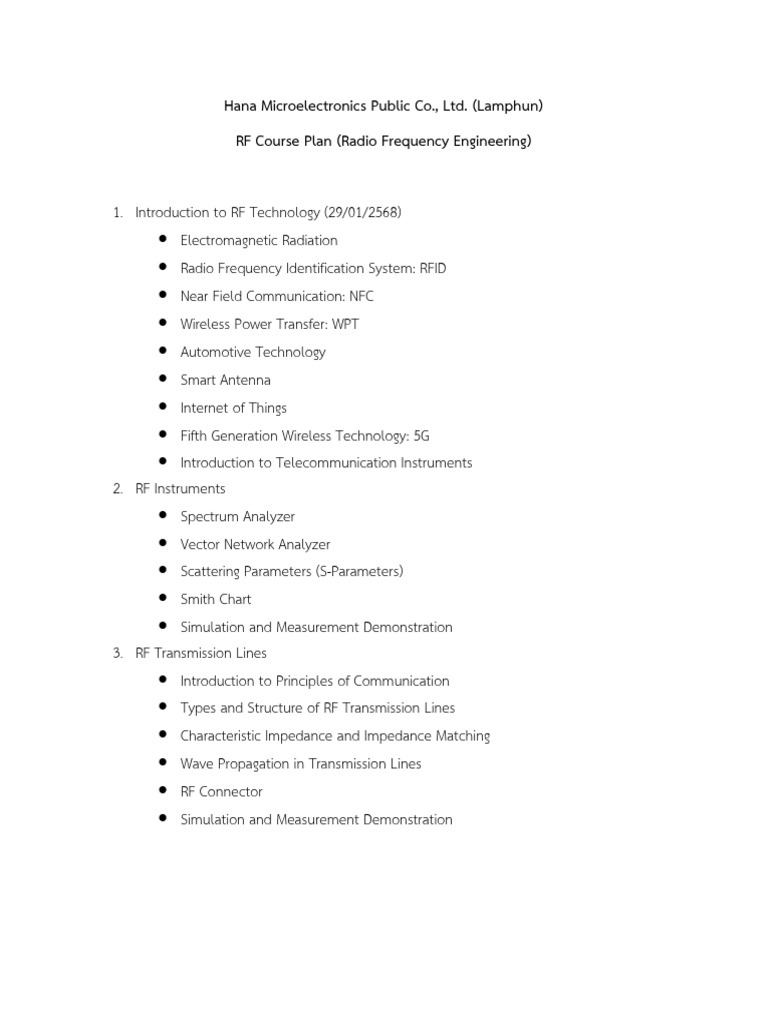 RF Course Plan - 19052025 | PDF