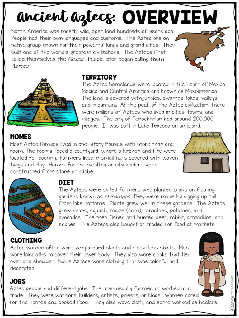 6 - Aztecs Overview Informational Text Reading Comprehension Worksheet ...