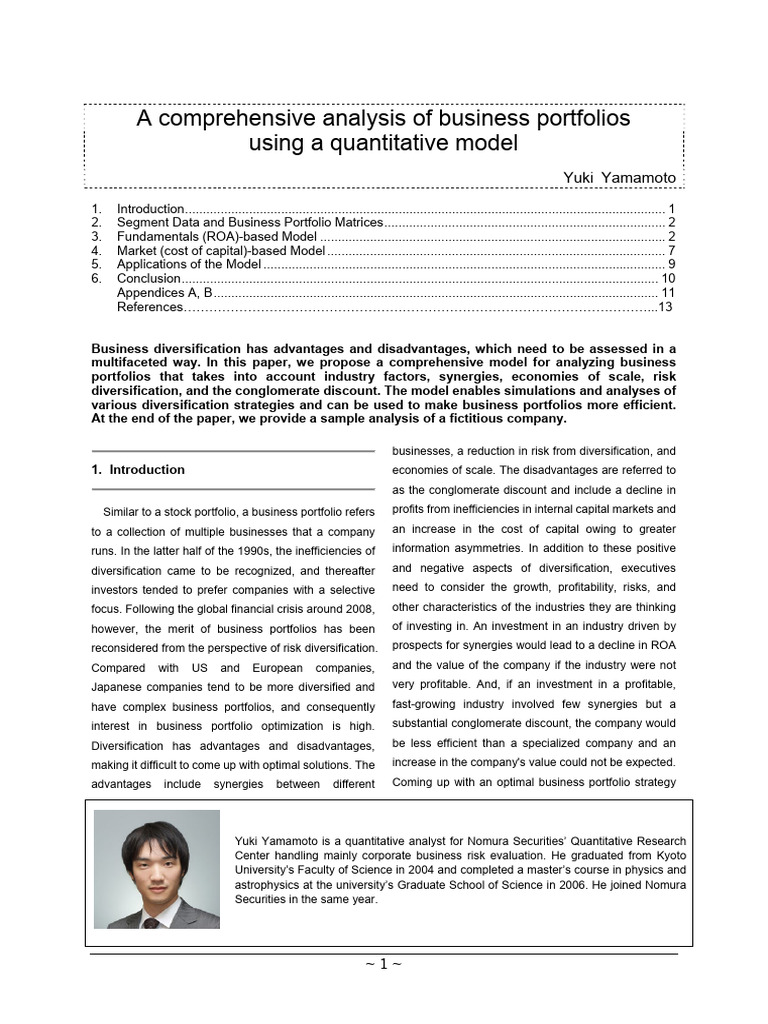Nomura-A Comprehensive Analysis of Business Portfolios Using A ...