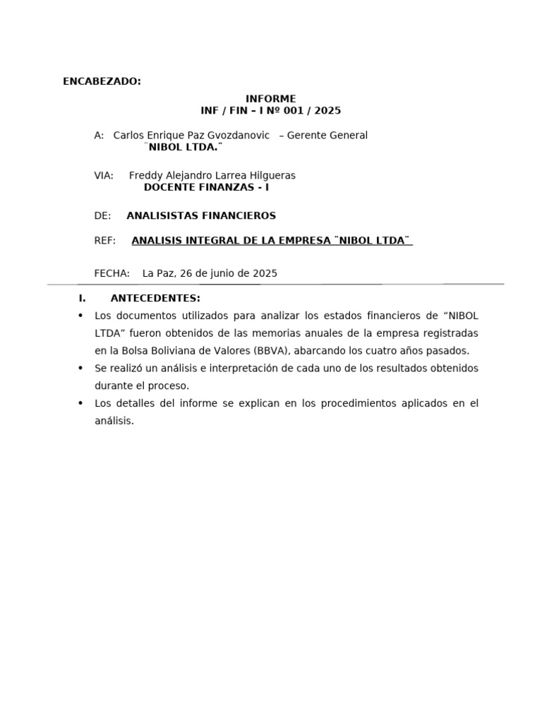 Empresa Nibol Ltda Parte Finall | PDF | Presupuesto | Contabilidad