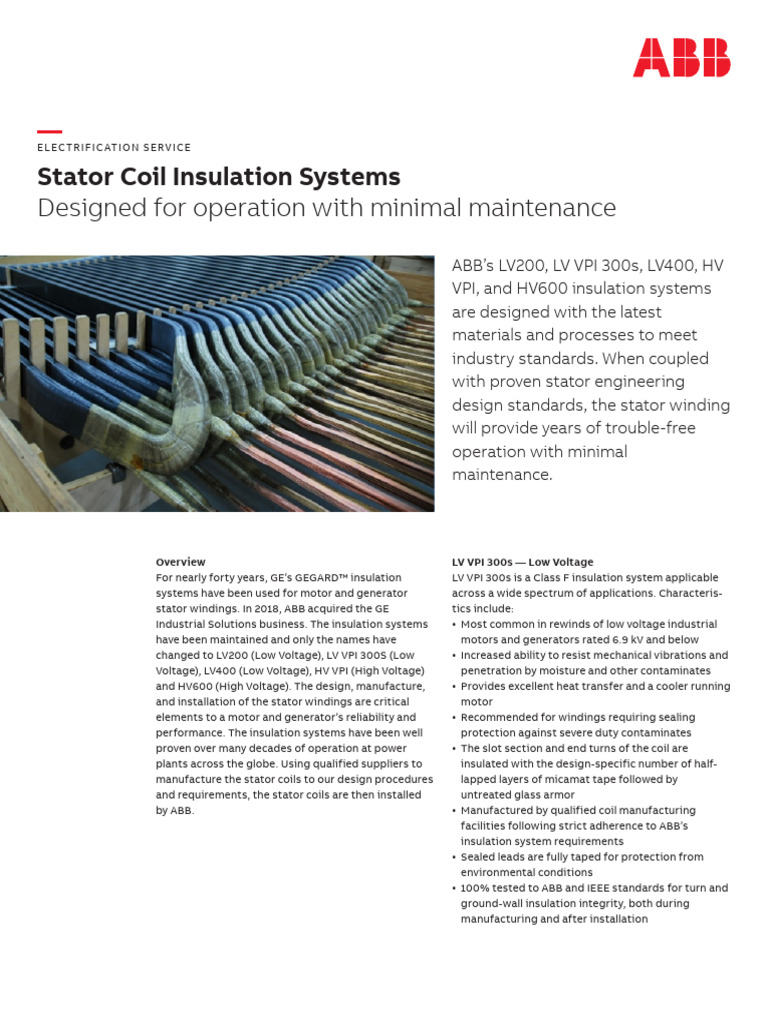 ABB LV200, LV VIP 300s, LV400, HV VPI & HV600 Stator Coil Insulation ...