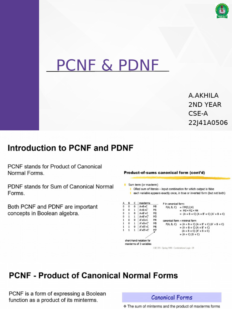 PCNF & PDNF: A.Akhila 2Nd Year Cse-A 22J41A0506 | PDF