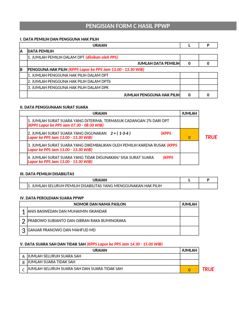 Pengisian Form C Hasil Pemilu 2023 | PDF