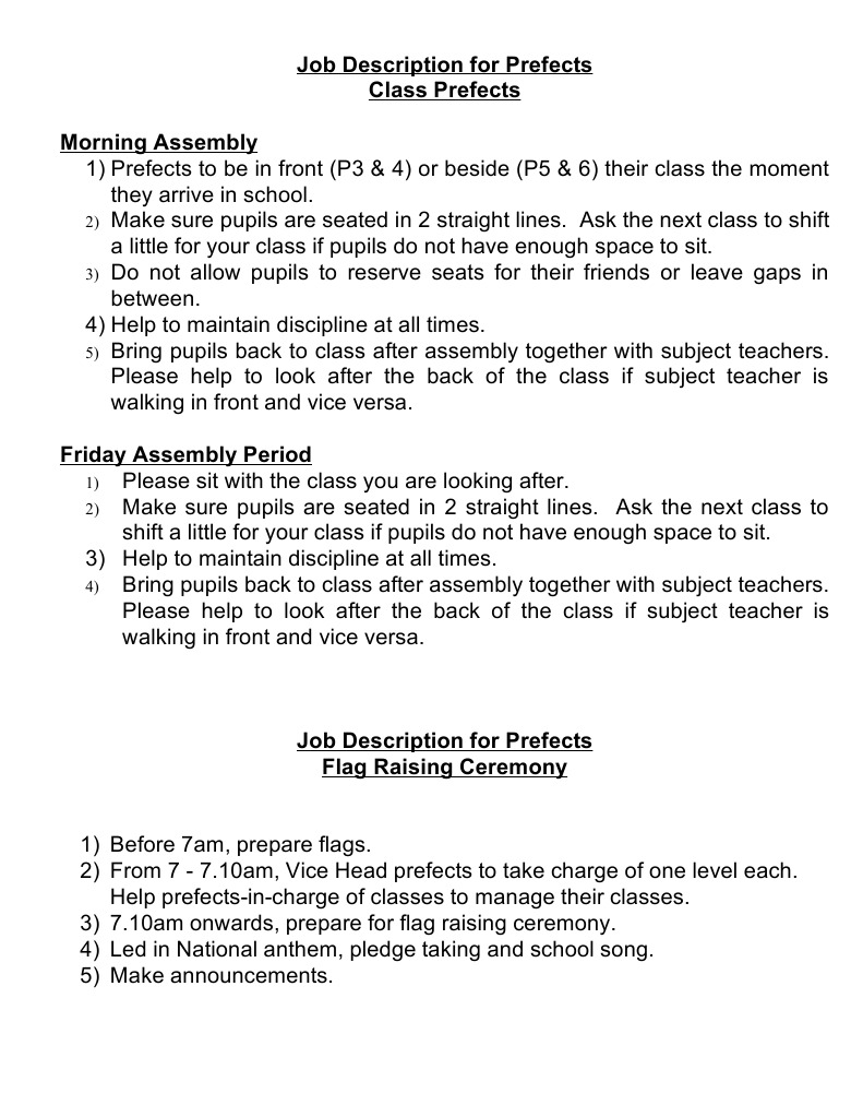 Job Description For Prefects | PDF | Violence