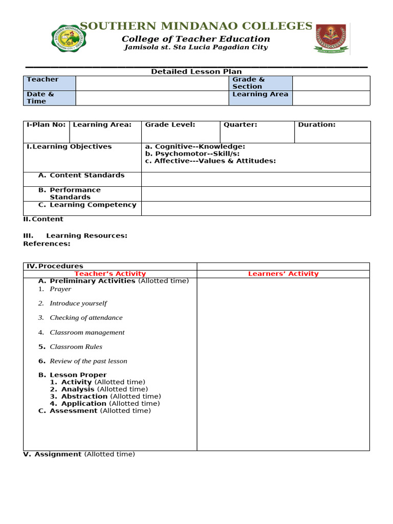 Lesson Plan Template | PDF