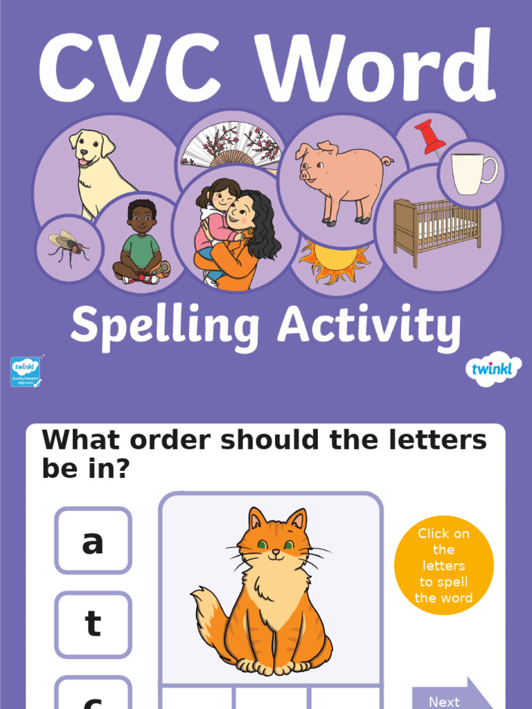 CVC Word Spelling Powerpoint Activity Ver 9 | PDF