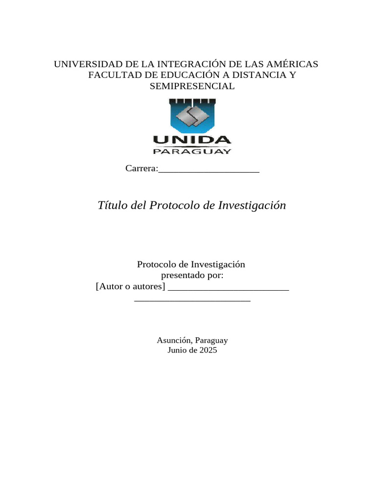 Formato de Protocolo de Investigación | PDF