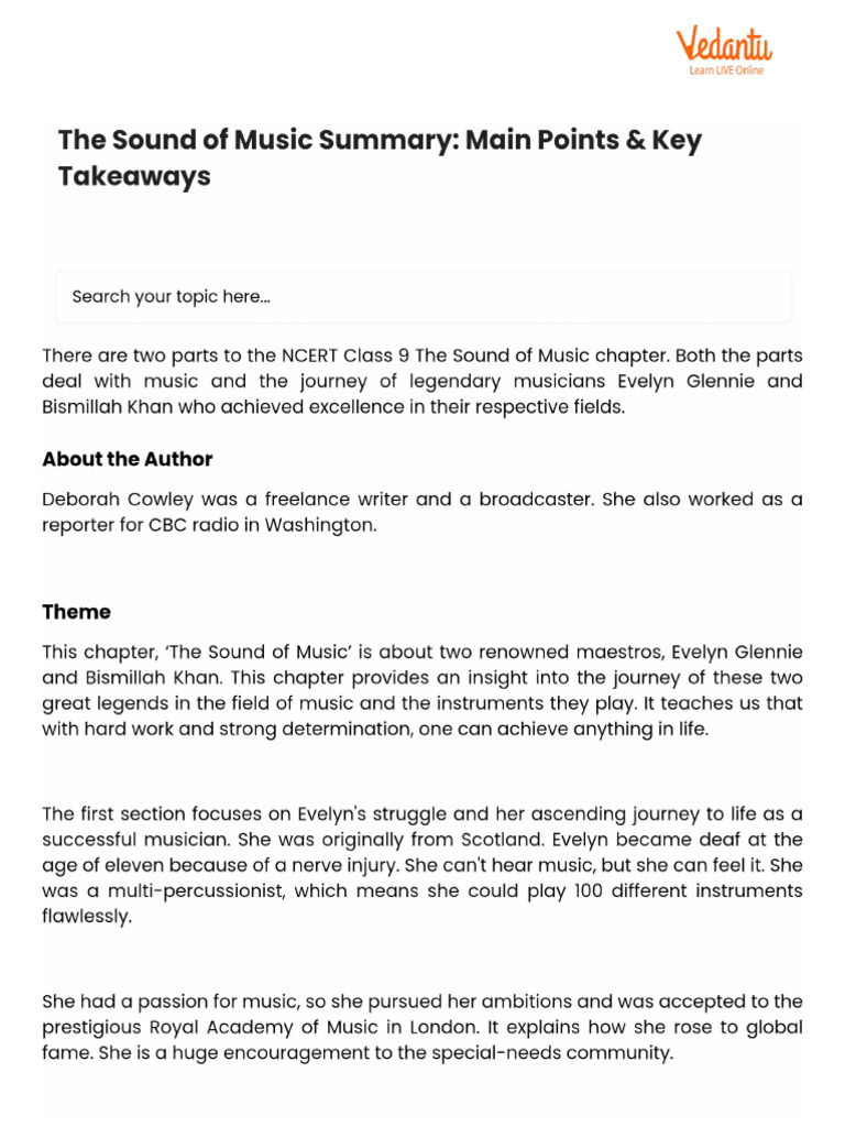 The Sound of Music Summary - Main Points & Key Takeaways | PDF