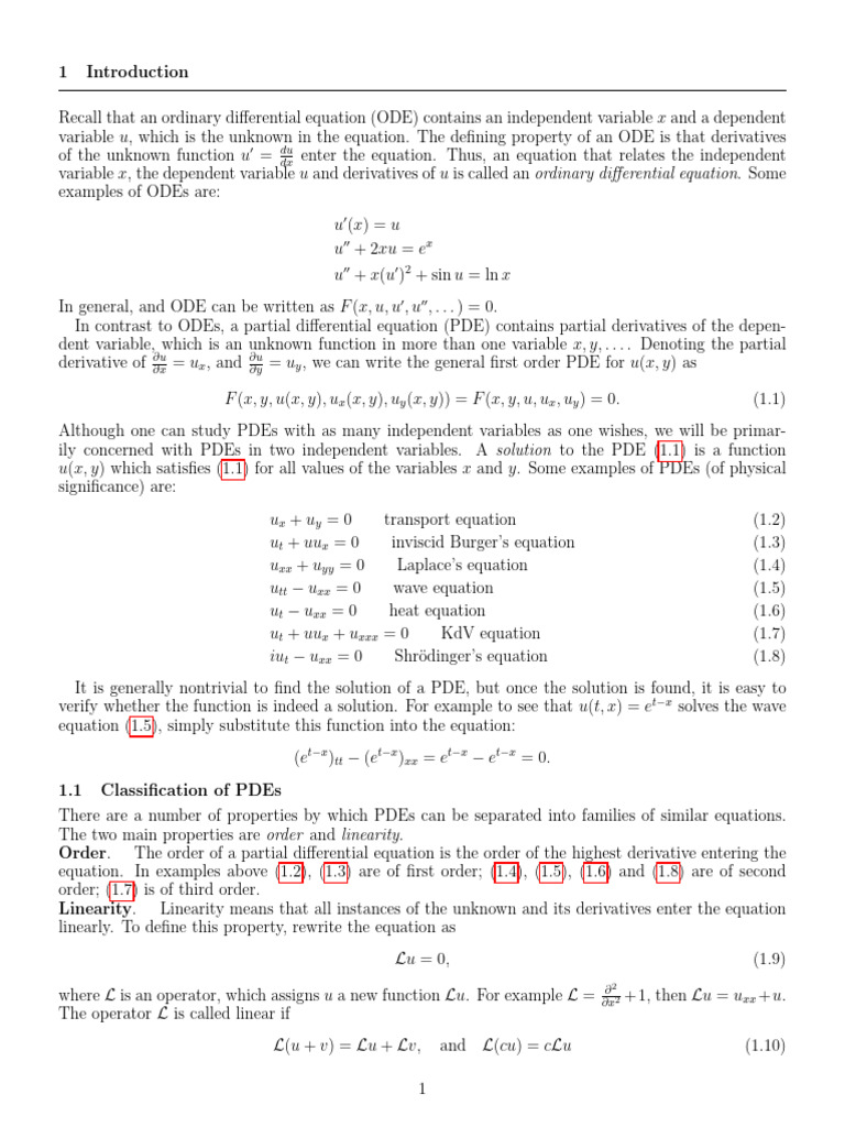 Partial Differential Equations (PDEs) - 5 | PDF | Partial Differential Equation | Ordinary ...