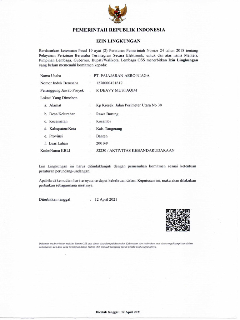 Izin Lingkungan SPPL | PDF