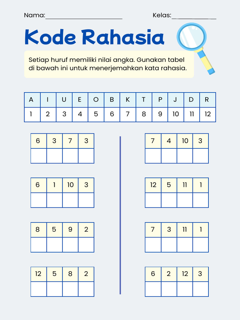 Kode Rahasia Koding Lembar Kerja Biru Kuning Ilustrasi | PDF