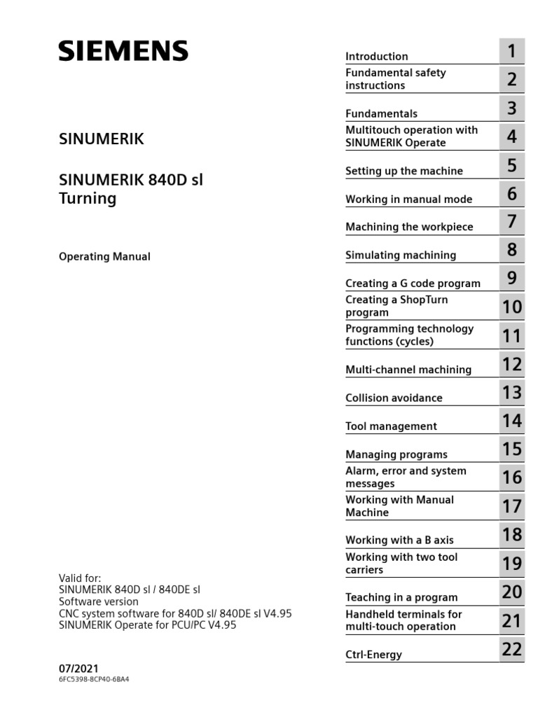840Dsl Turning Op Man 0721 en-US | PDF
