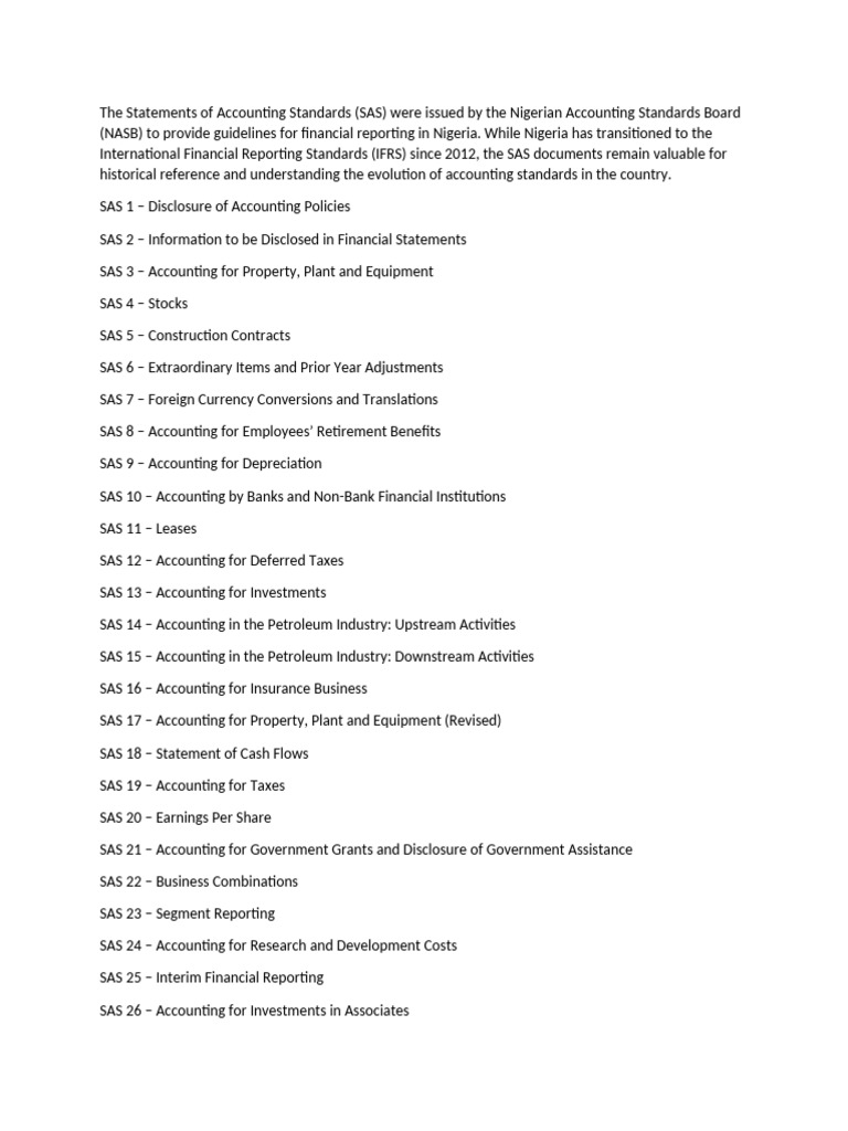 Overview of IAS and SAS Standards | PDF | International Financial ...