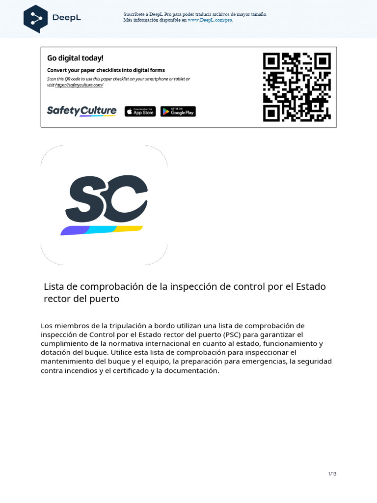 Port State Control Inspection Checklist Es | PDF