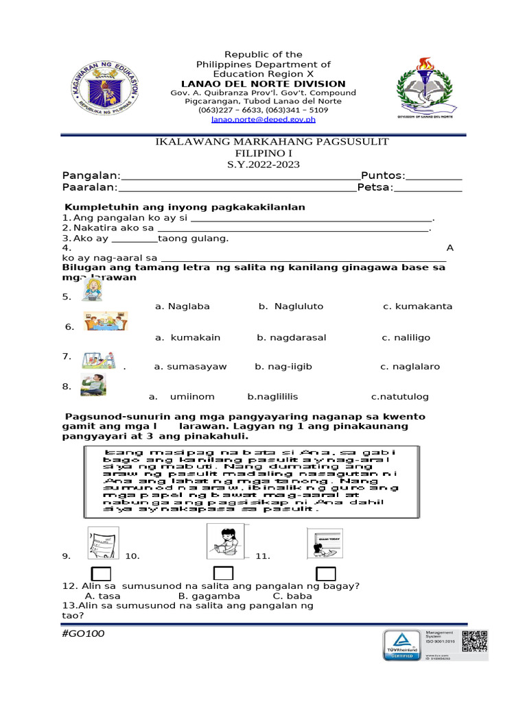 Filipino 1 2nd QE | PDF