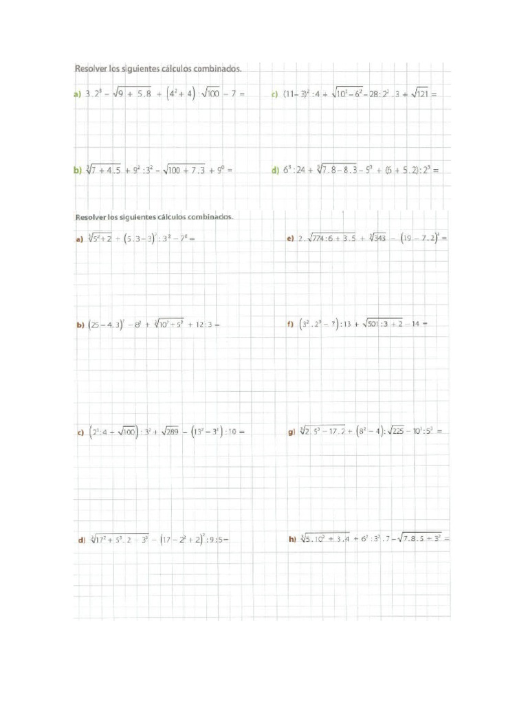 Ejercicios Combinados Con Naturales | PDF