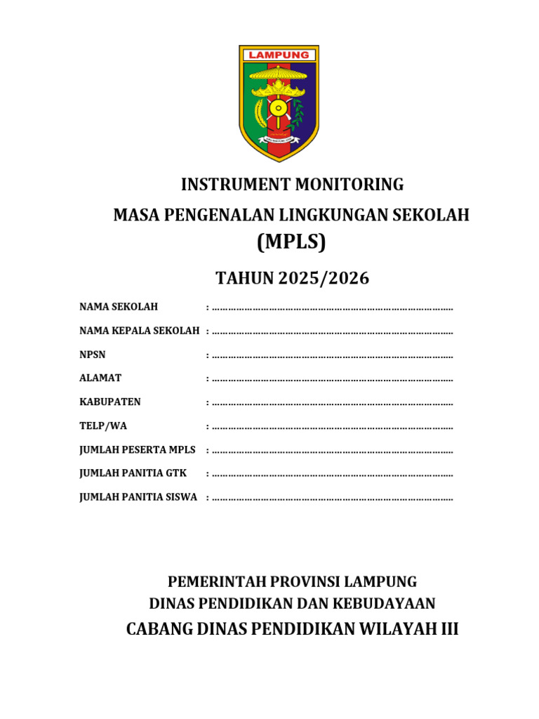 Instrumen Monitoring Evaluasi MPLS 2025 | PDF