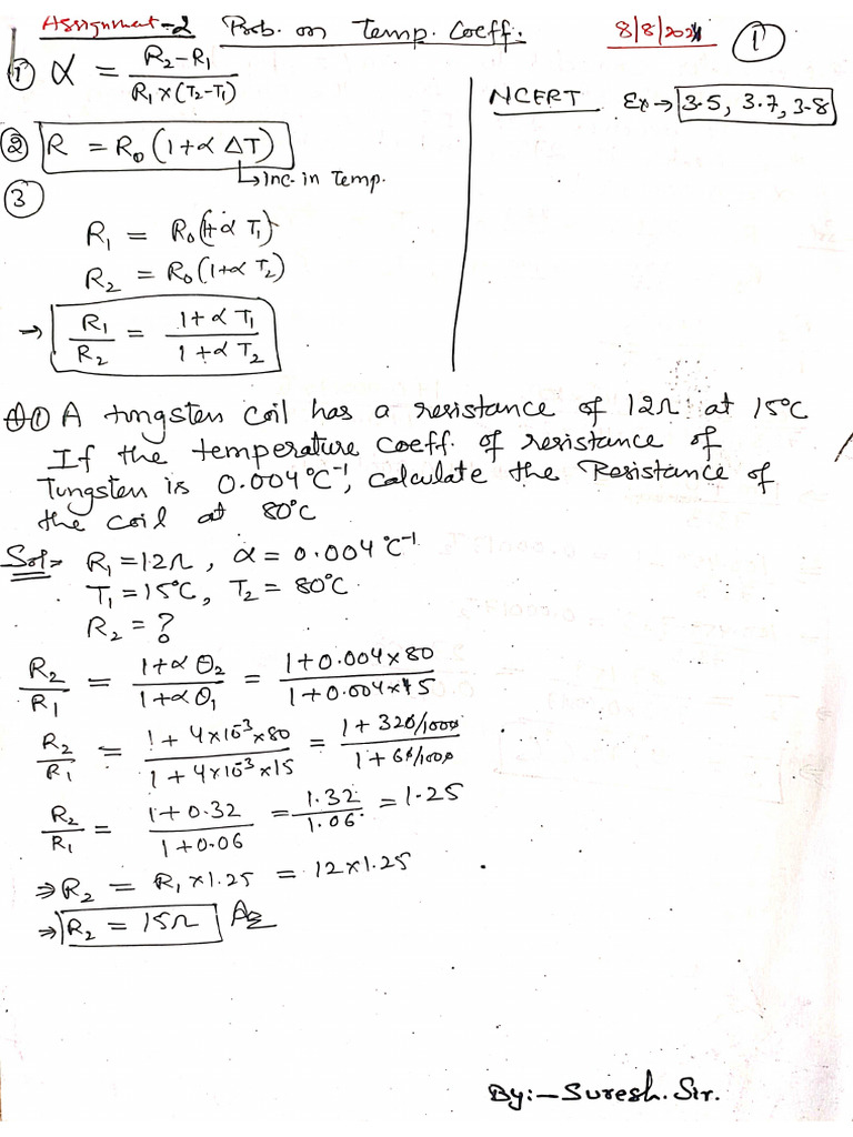 Temperature Coefficient of Resistance DPP | PDF