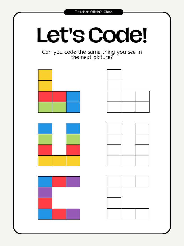 Let's Code Worksheet in Colorful Basic Style | PDF
