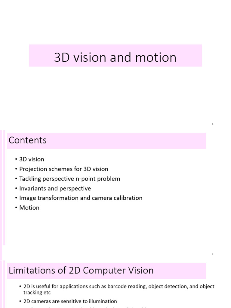 Computer Vision 4 3D Vision Motion 1 | PDF | 2 D Computer Graphics ...