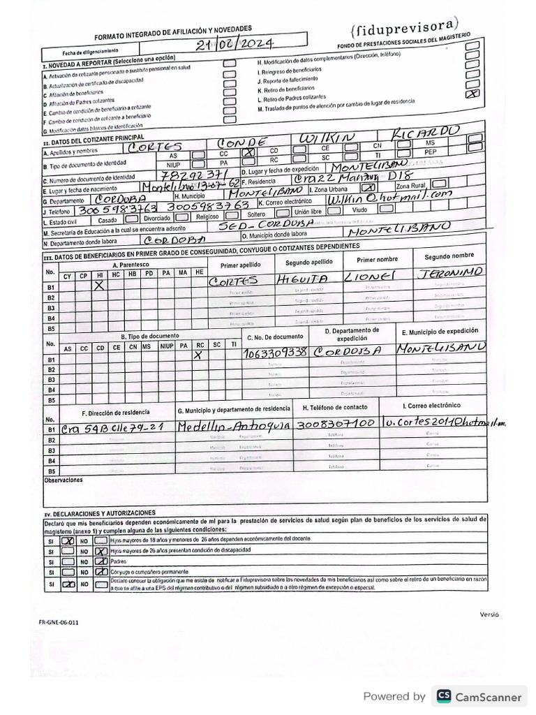 Formulario Eps Lionel | PDF
