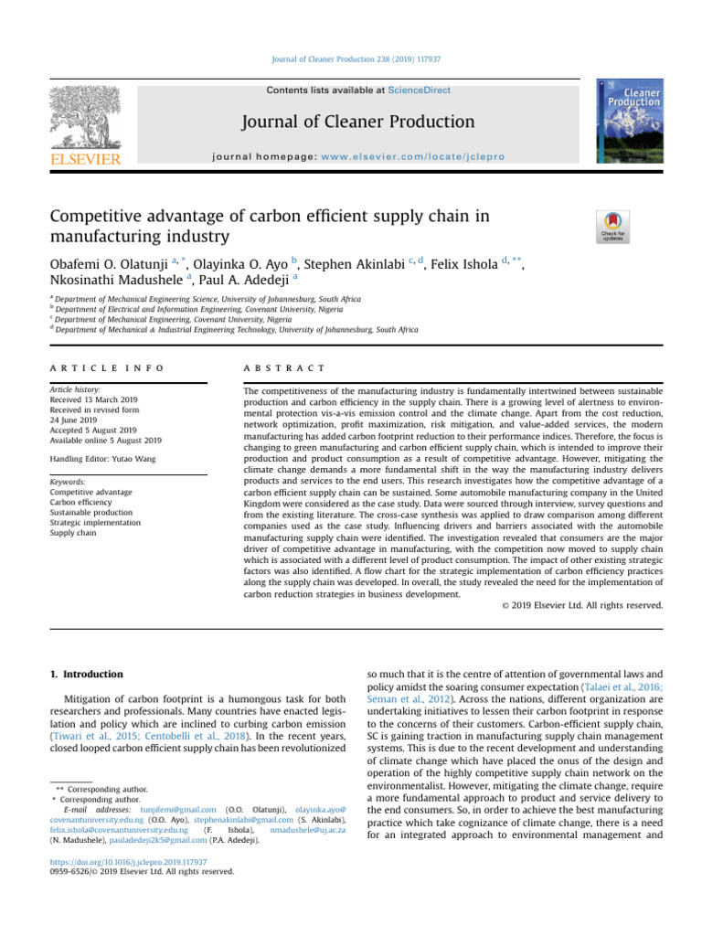 Carbon Efficient Supply Chain Advantage | PDF | Carbon Footprint | Engines