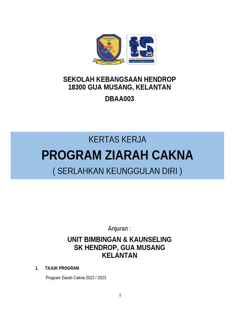 Kertas Kerja Ziarah Cakna | PDF