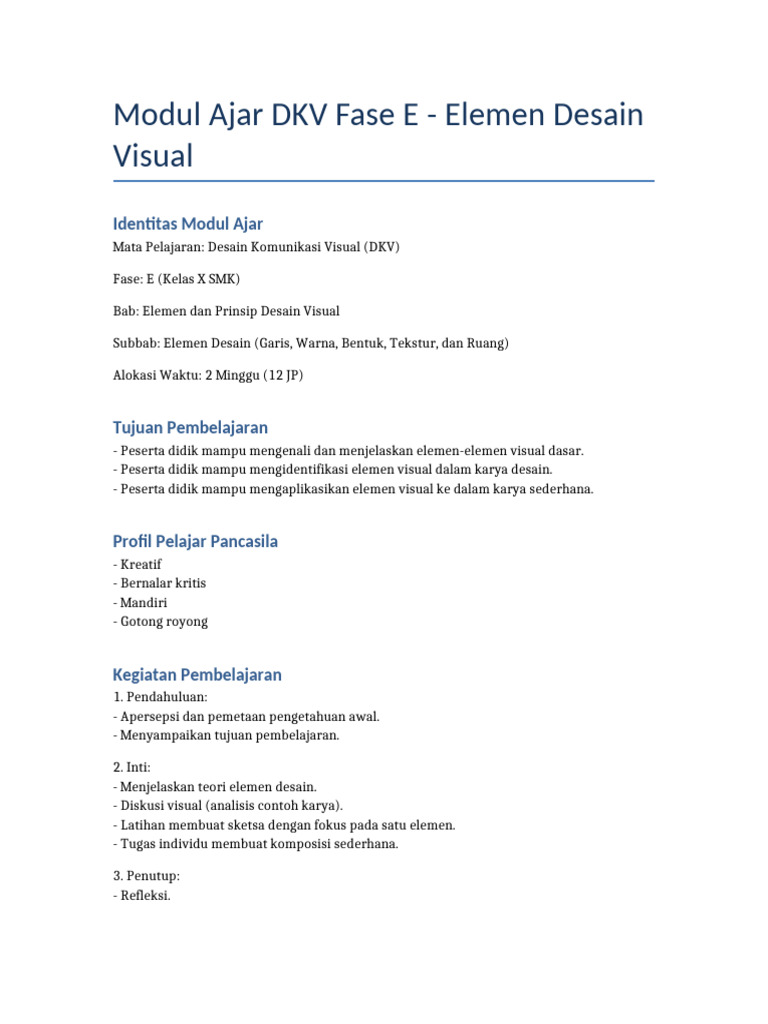 Elemen Desain Visual DKV Fase E | PDF