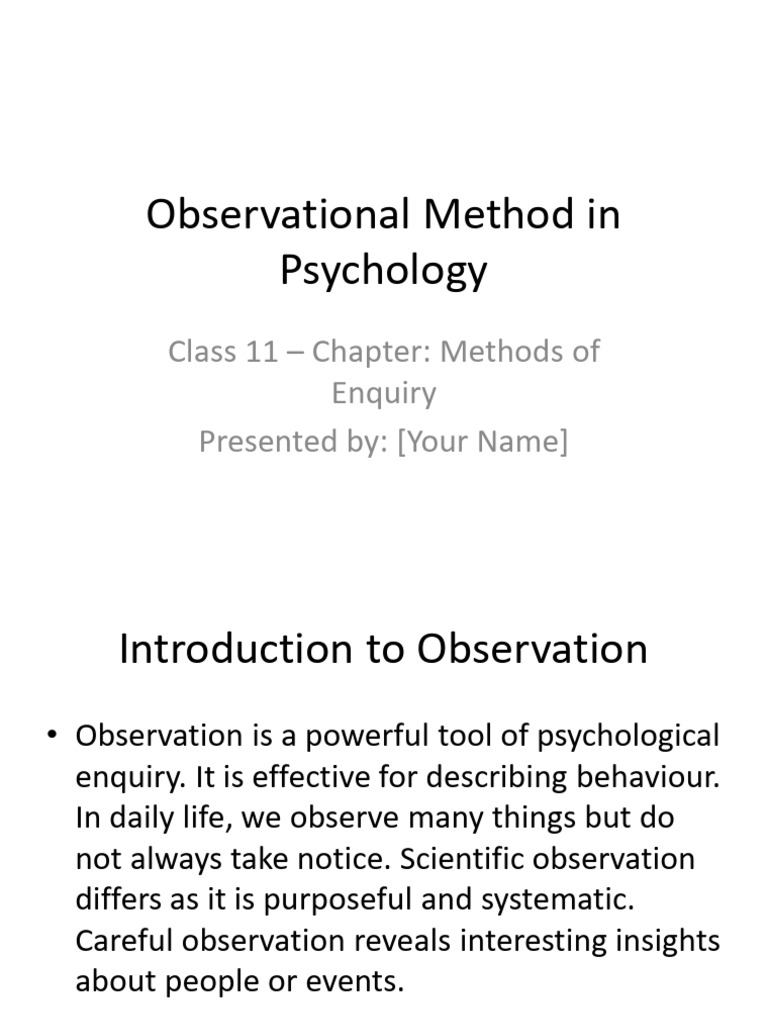 Observational Method Psychology | PDF | Observation | Science