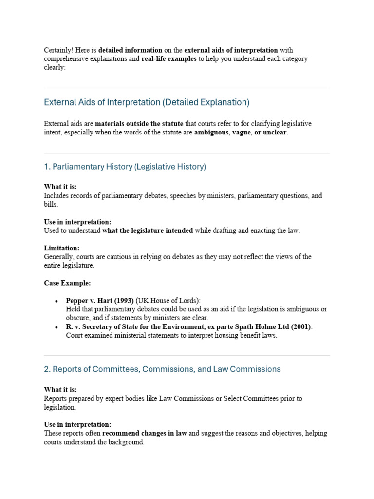 External Aids of Interpretation | PDF | Precedent | Common Law