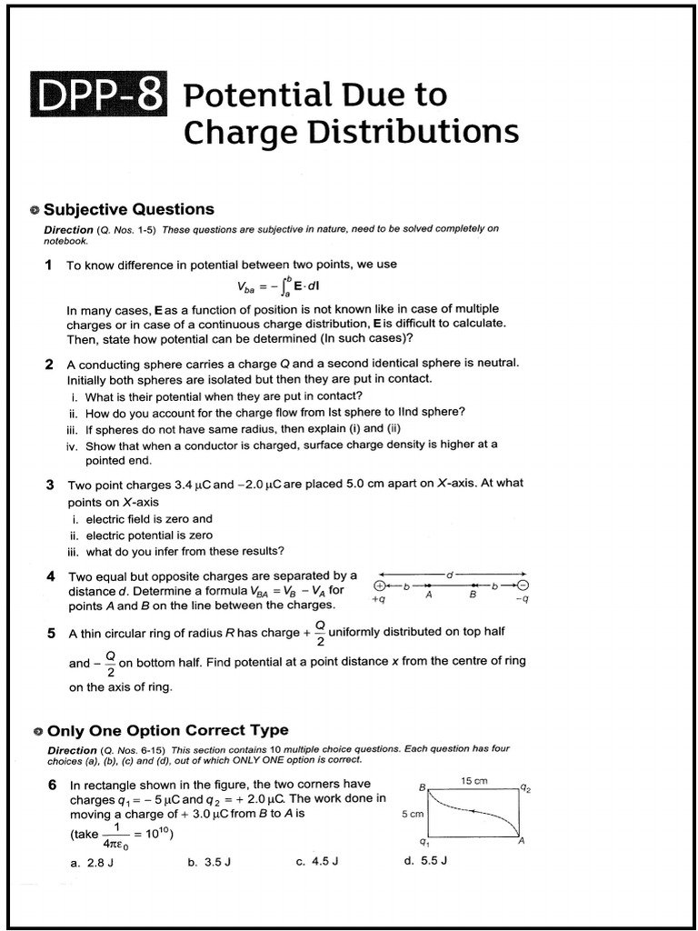 DPP-8 (Potential Due To Charge Distribution) | PDF | Sphere | Physical ...