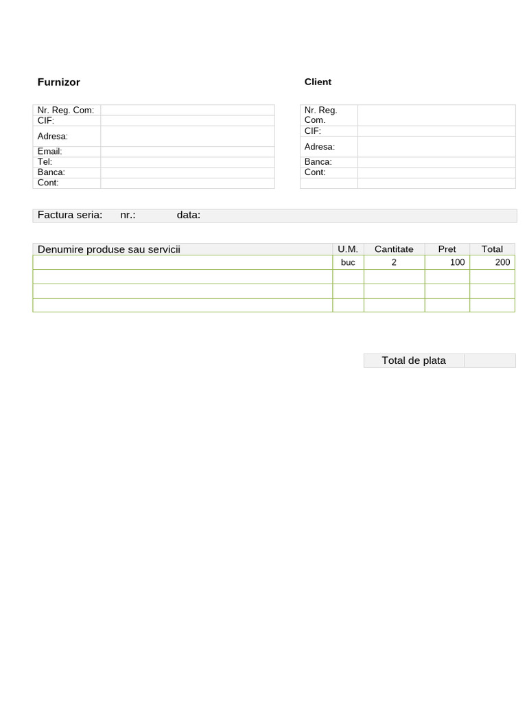 Model Factura Fara-TVA | PDF
