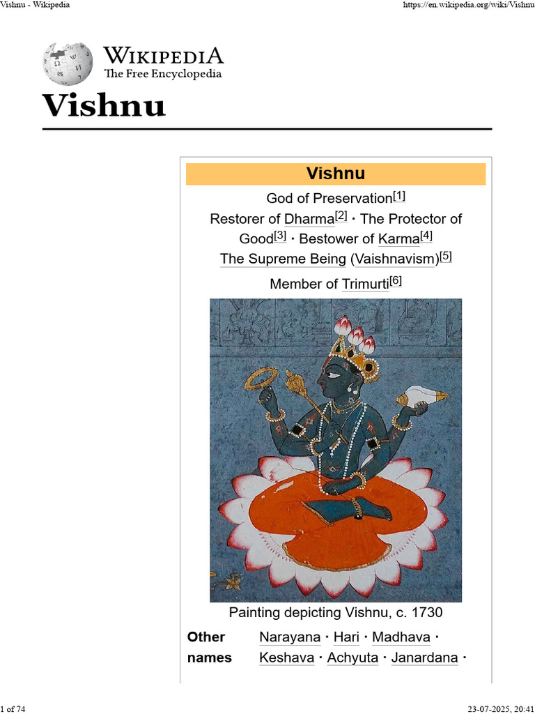 Vishnu: God of Preservation in Hinduism | PDF | Vishnu | Vaishnavism
