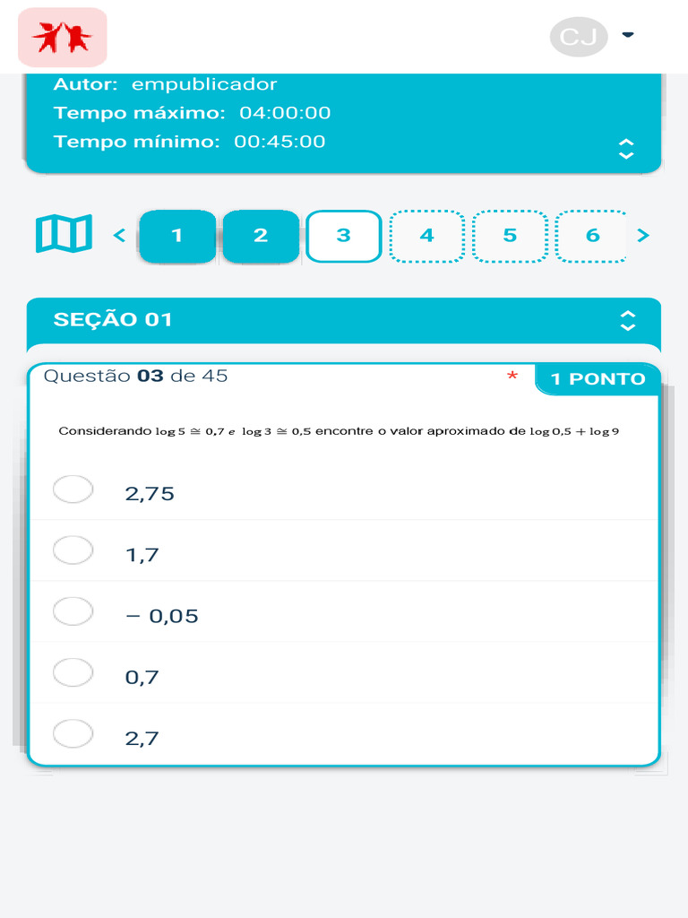 Cálculo de logaritmos: log0,5 + log9 | PDF
