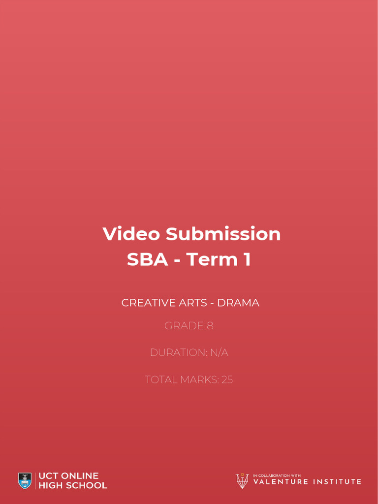 G08 - Creative Arts - Drama - Term 1 - SBA - Module 7.5 - Question Paper - Paper 1 | PDF ...