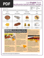 Restaurant Reading and Vocabulary Exercises | PDF | Restaurants | Meal